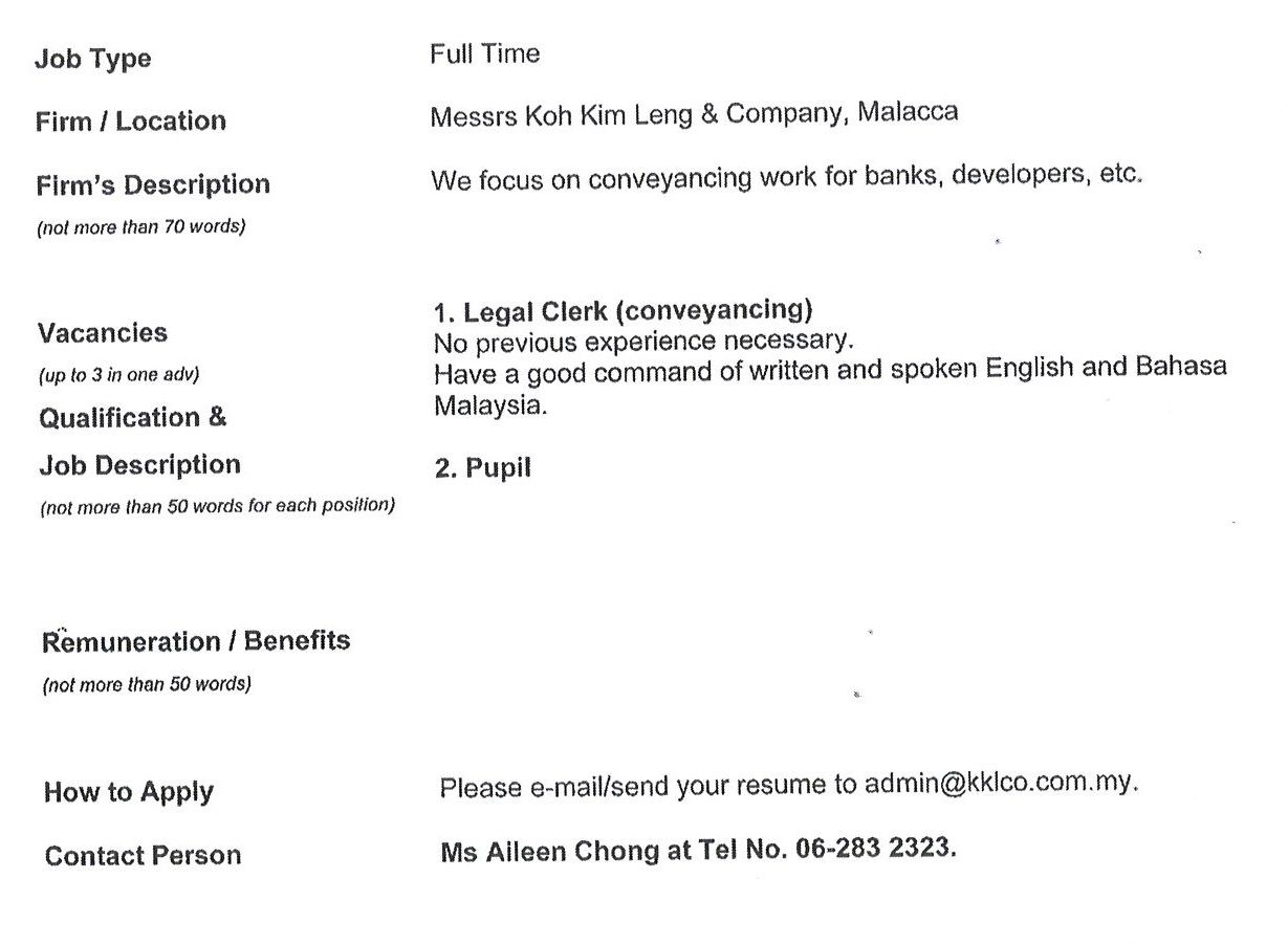 Koh Kim Leng & Company – Official Website of Malacca Bar